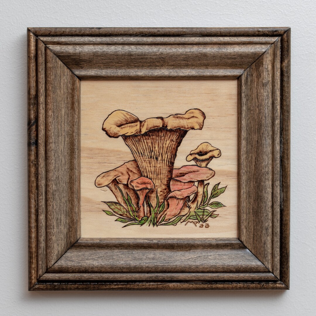 Wood Burned Mushroom Wall Art Pyrography - Etsy