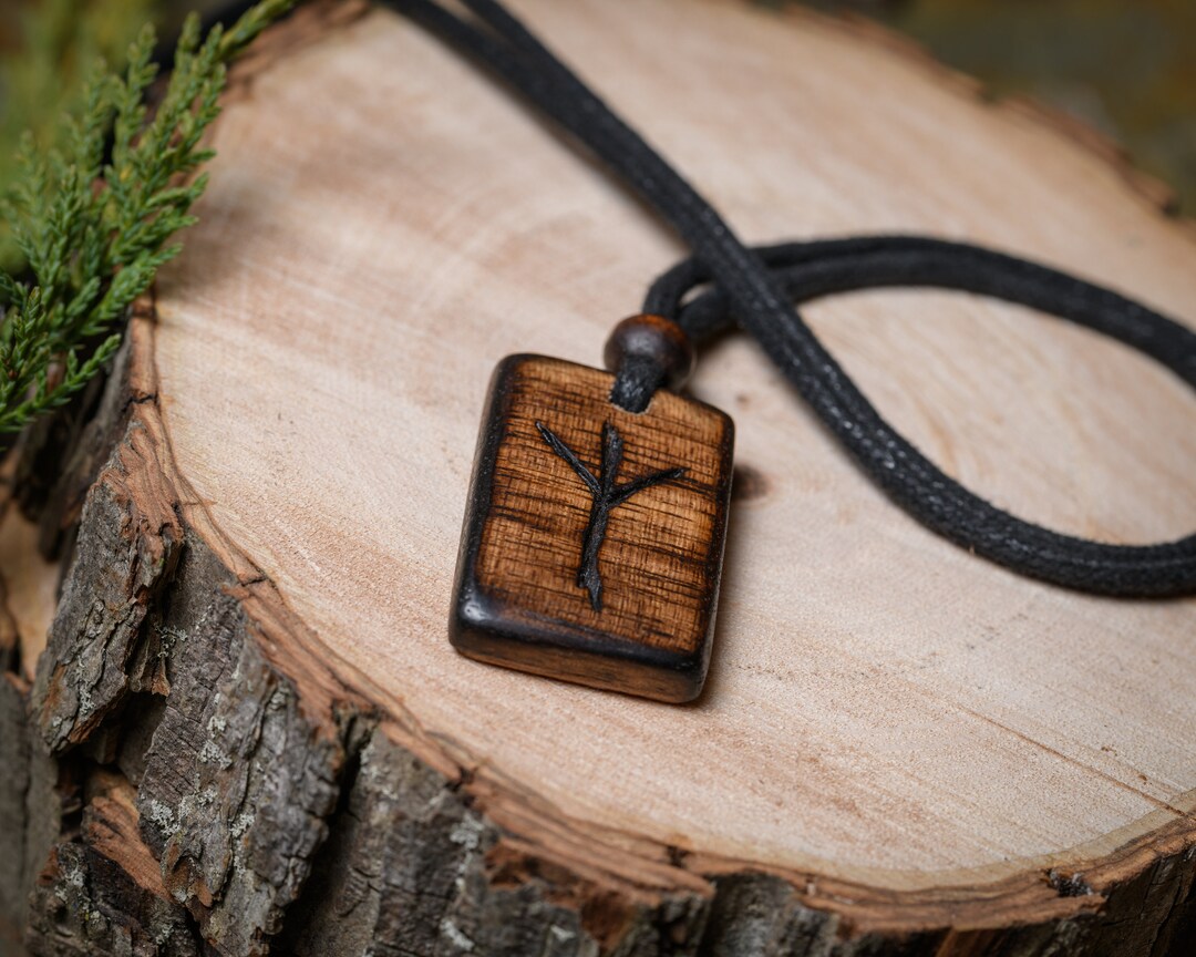 Rune Necklace Rune Pendant Viking Runes Black Walnut - Etsy