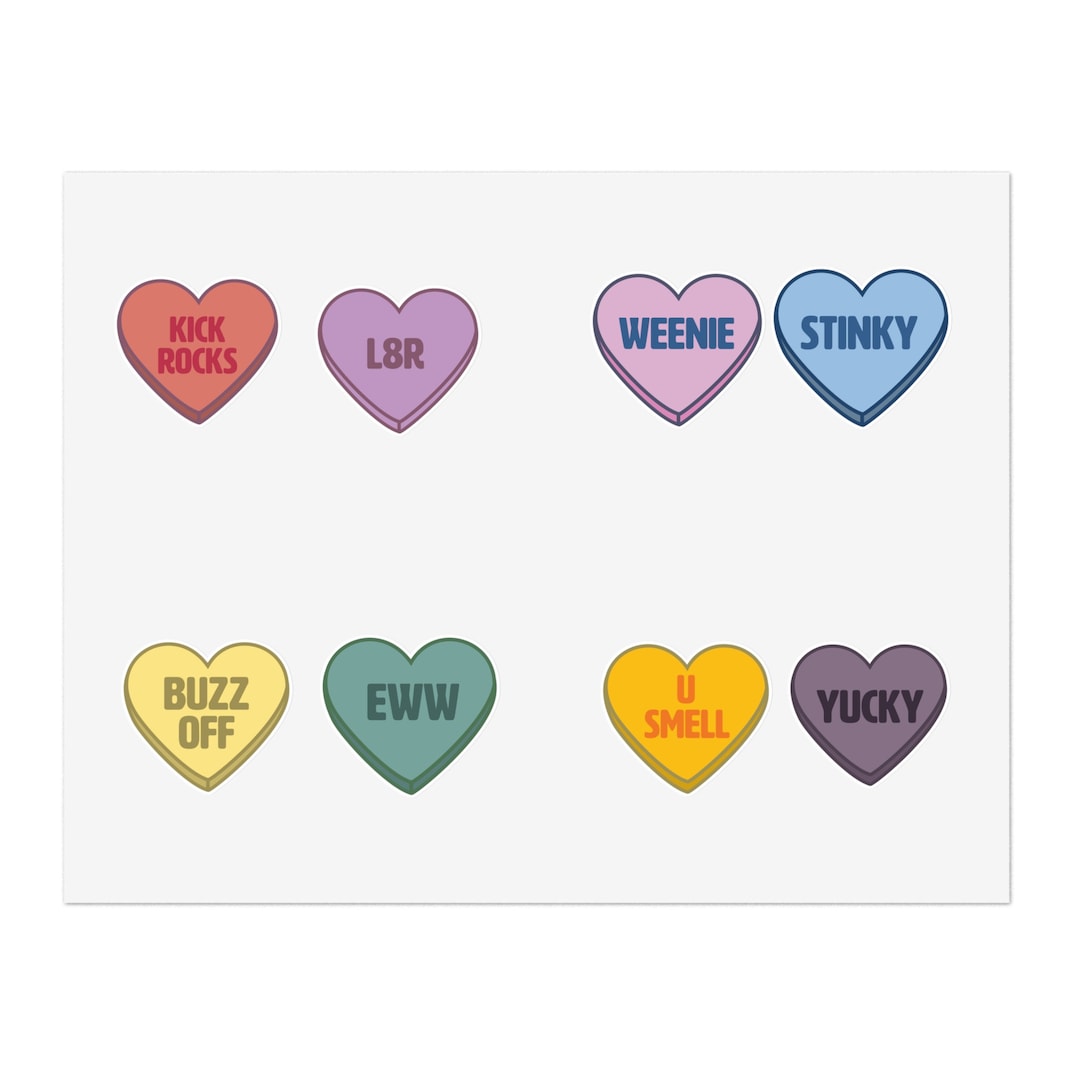 Mean Conversation Heart Sticker Sheets - Etsy