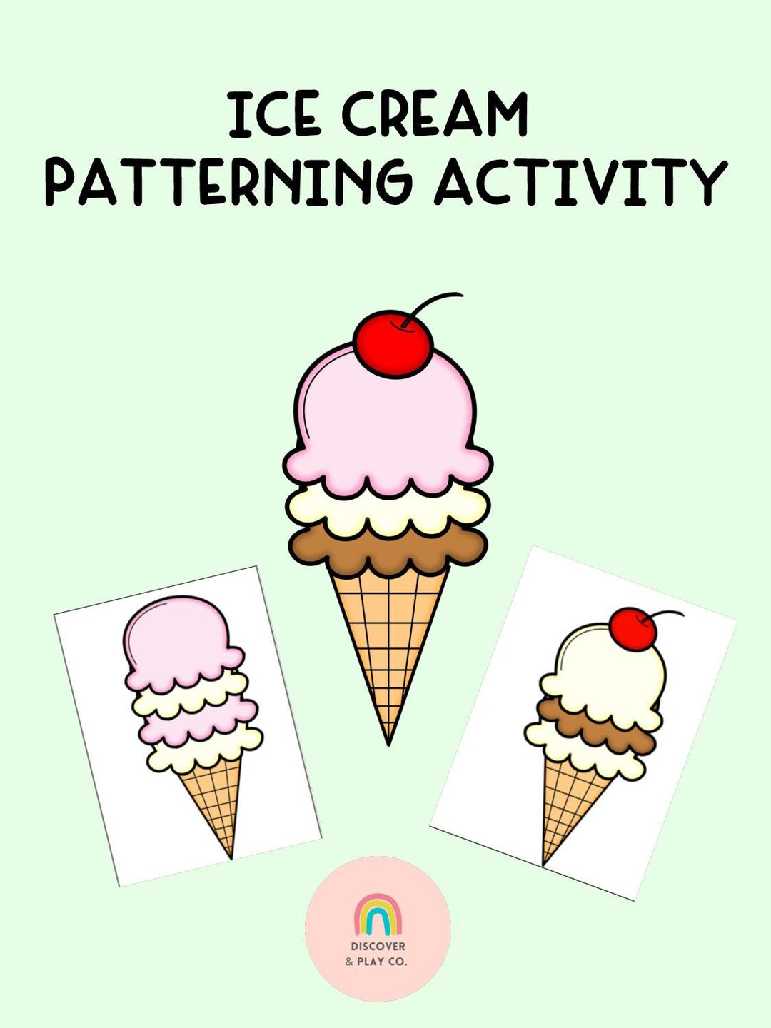 Ice Cream Patterning Cards PDF | Digital Download | Summer Preschool ...