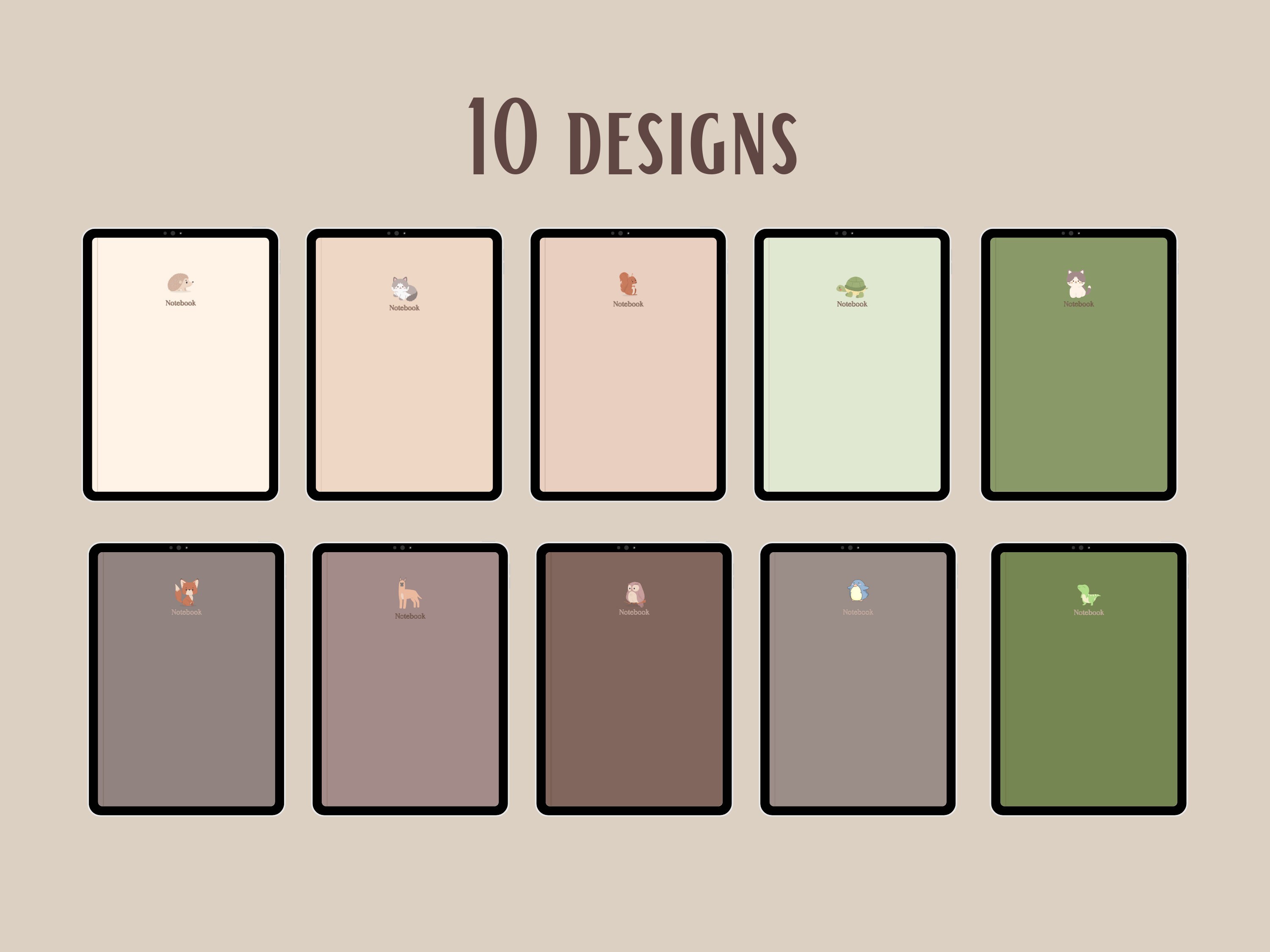 Cute Goodnotes Notebook Covers, Minimalistic Animal Covers, Digital ...