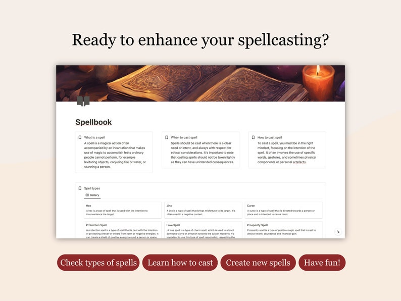 Book of Shadows Notion Template Grimoire Digital Witchy Planner for ...