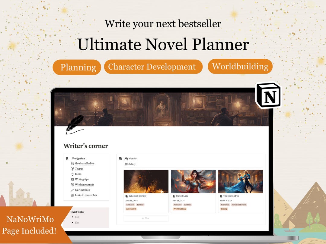 Writing Notion Template Novel Planning Template Idea Organizer Notion ...