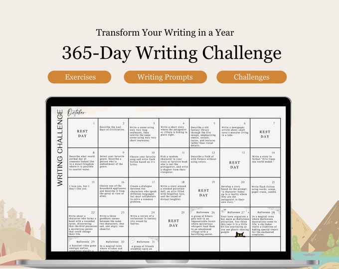 Writing Challenges Fiction Writing Prompts for Writers Printable Year ...