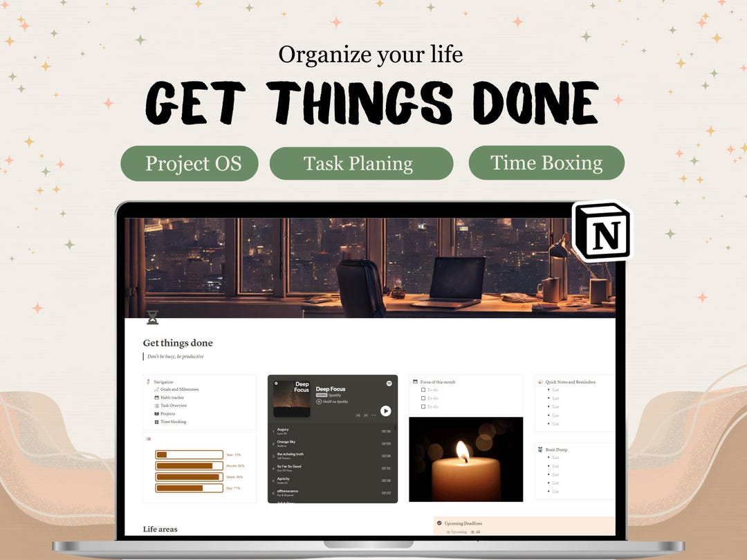 Get Things Done Notion Task Management Template for Students Project OS ...