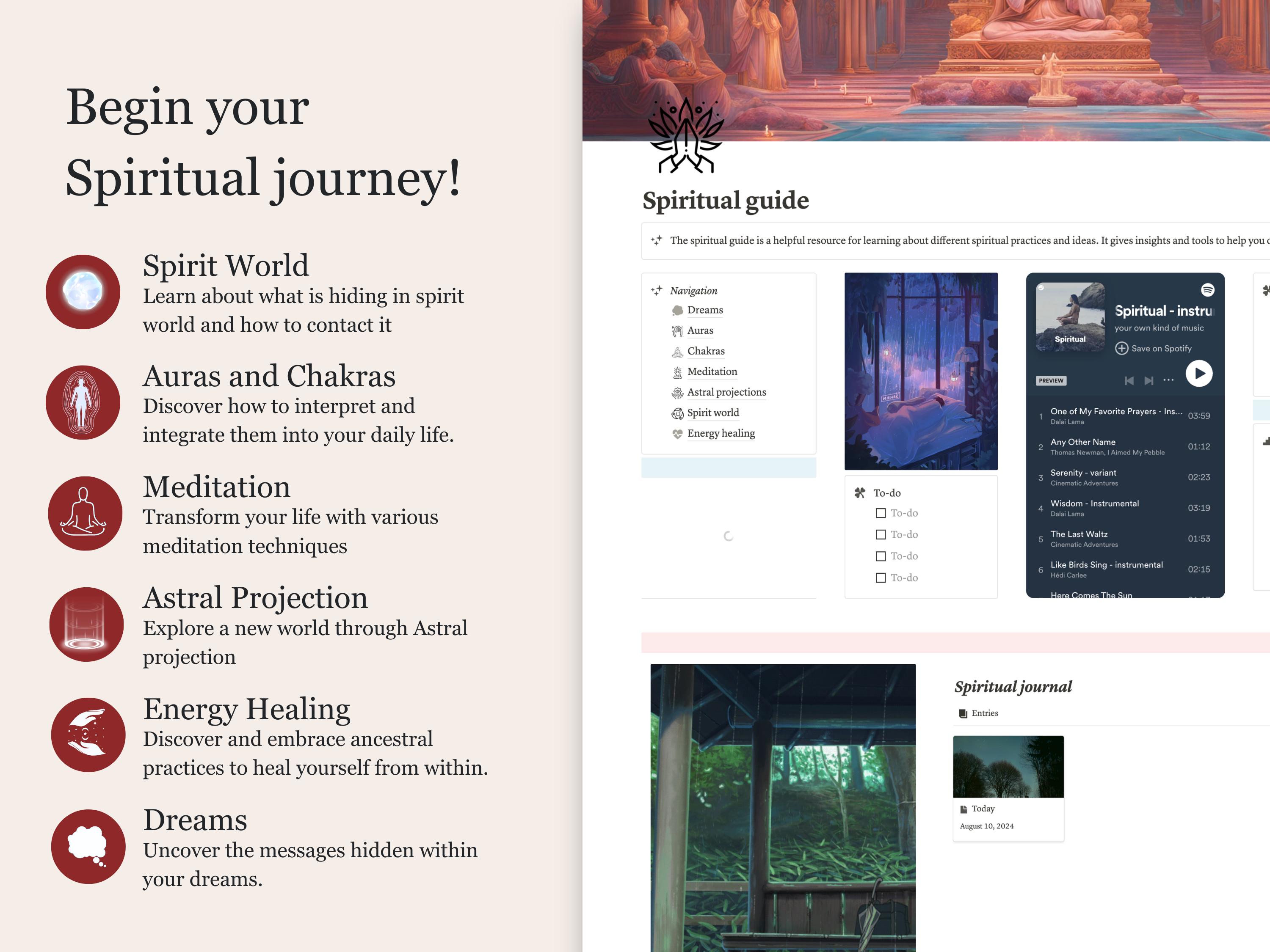 Spiritual Guide Notion Template Mindfulness Healing Guide Spiritual ...