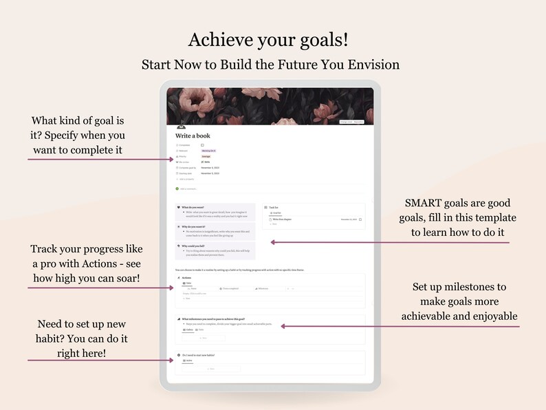 Dream Life Notion Template Manifestation Planner Productivity Digital Planner Self Improvement ...