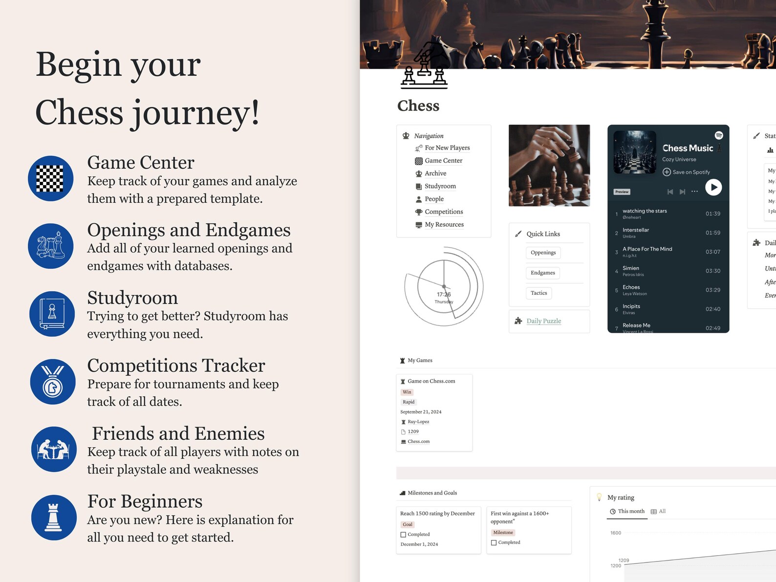 Chess Notion Template With Openings Endgames Databases Chess Study Notion for New Players and ...