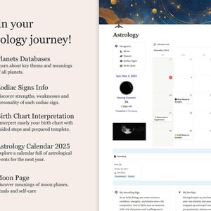 Astrology Notion Template Birth Chart Interpretation Planets and Zodiac ...