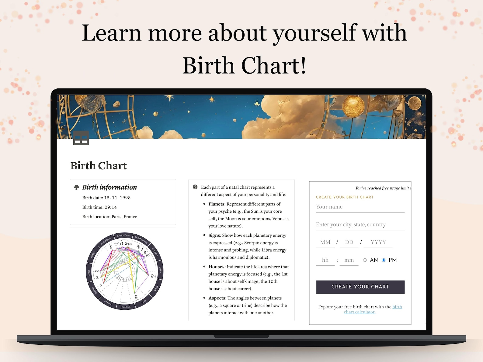 Astrology Notion Template Birth Chart Interpretation Planets and Zodiac ...