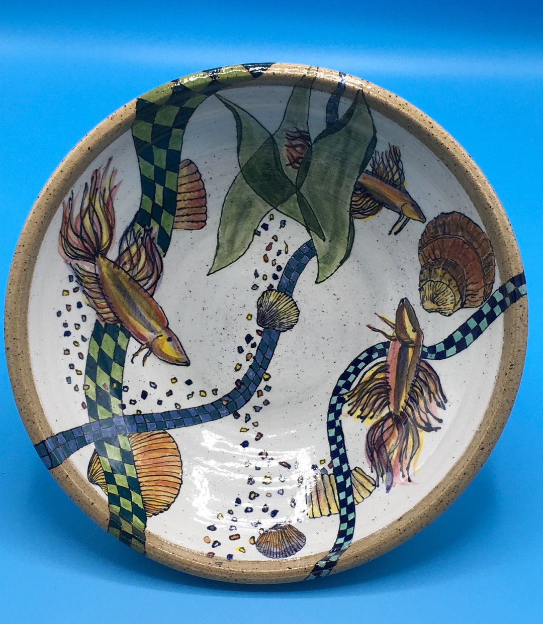 Ocean Life Ceramic Serving Bowl – Hand-painted Fish Design - Etsy