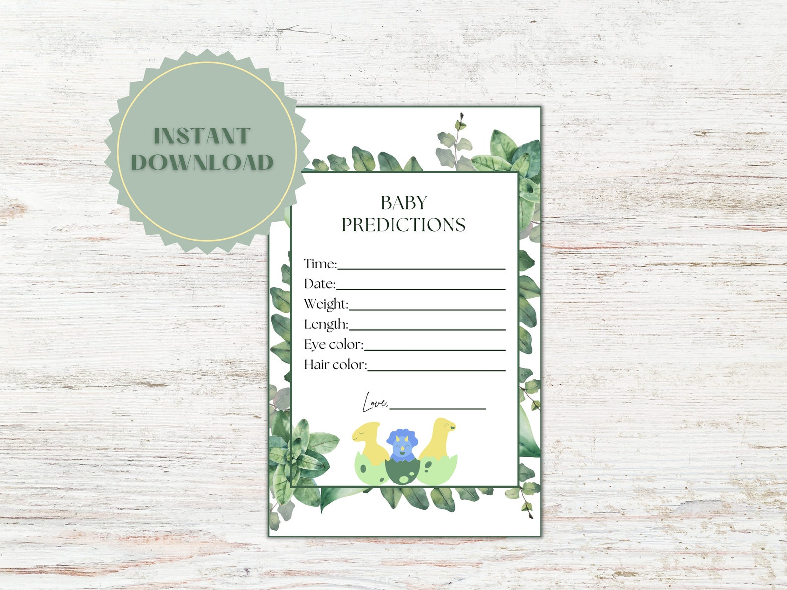 Baby Predictions Card, Baby Shower Game, Baby Predictions Letter ...