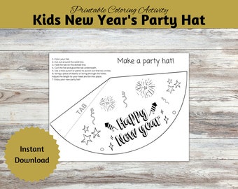 New Year's Eve Printable Hat | Kids New Years Party Hat | Children's ...
