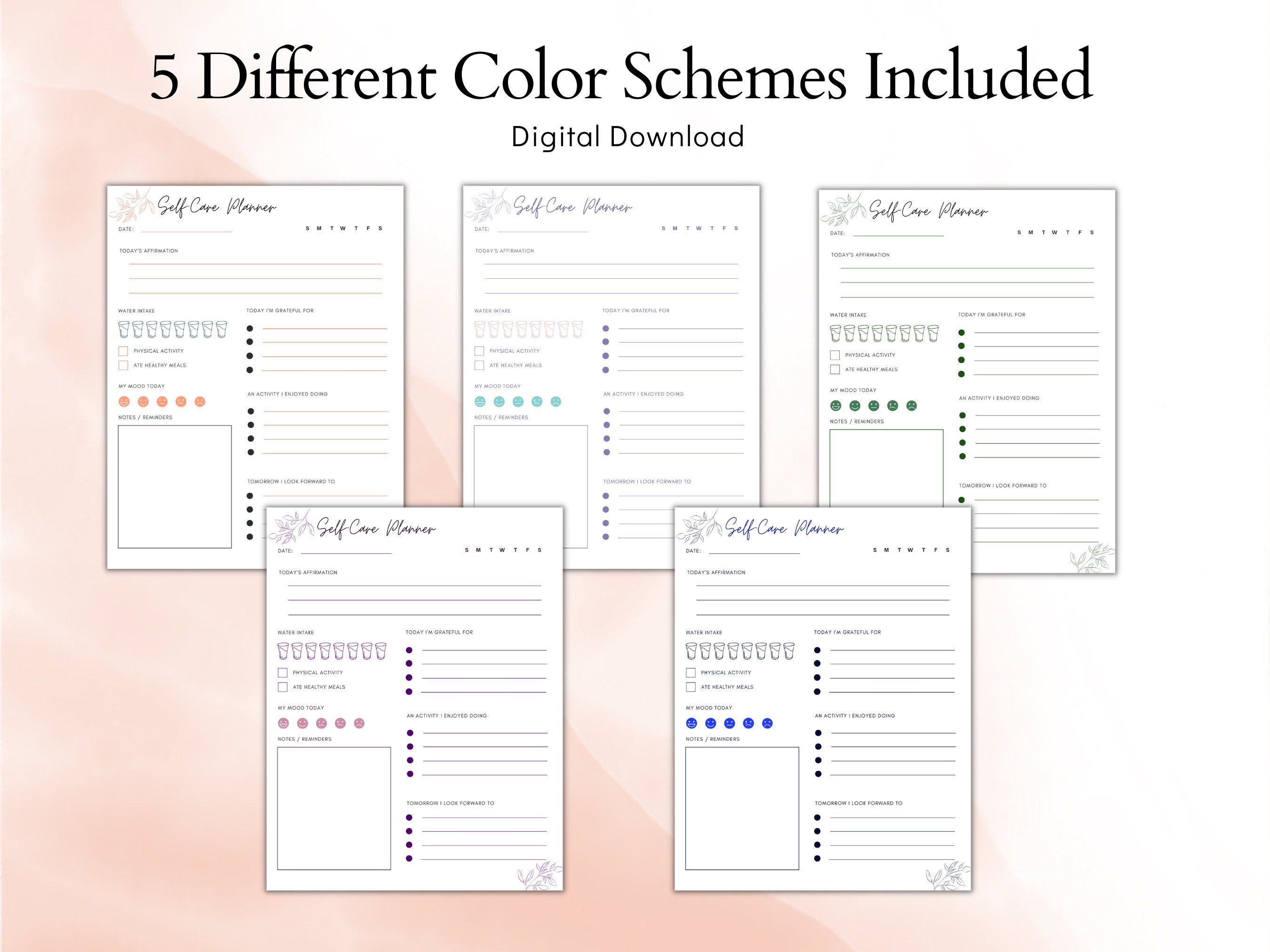 Self-care Daily Planner, Printable Daily Planner, Wellness Routine ...
