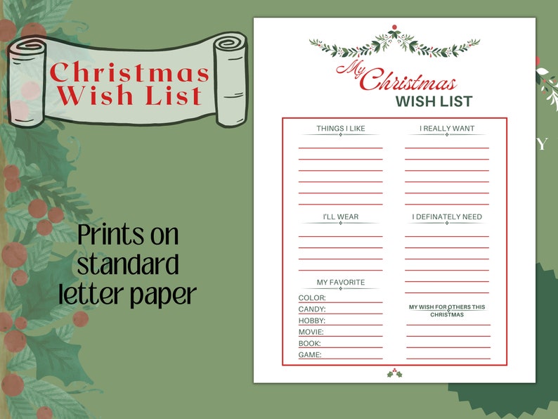 Christmas List Bundle, Christmas Wish List, Gift List, Secret Santa ...