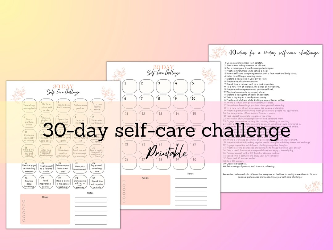 30-day Self-care Challenge, Self-care Planner, Mental Wellness Journal ...
