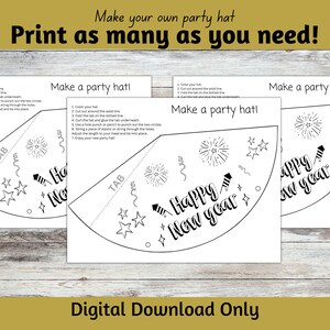 New Year's Eve Printable Hat | Kids New Year's Party Hat | Children's ...