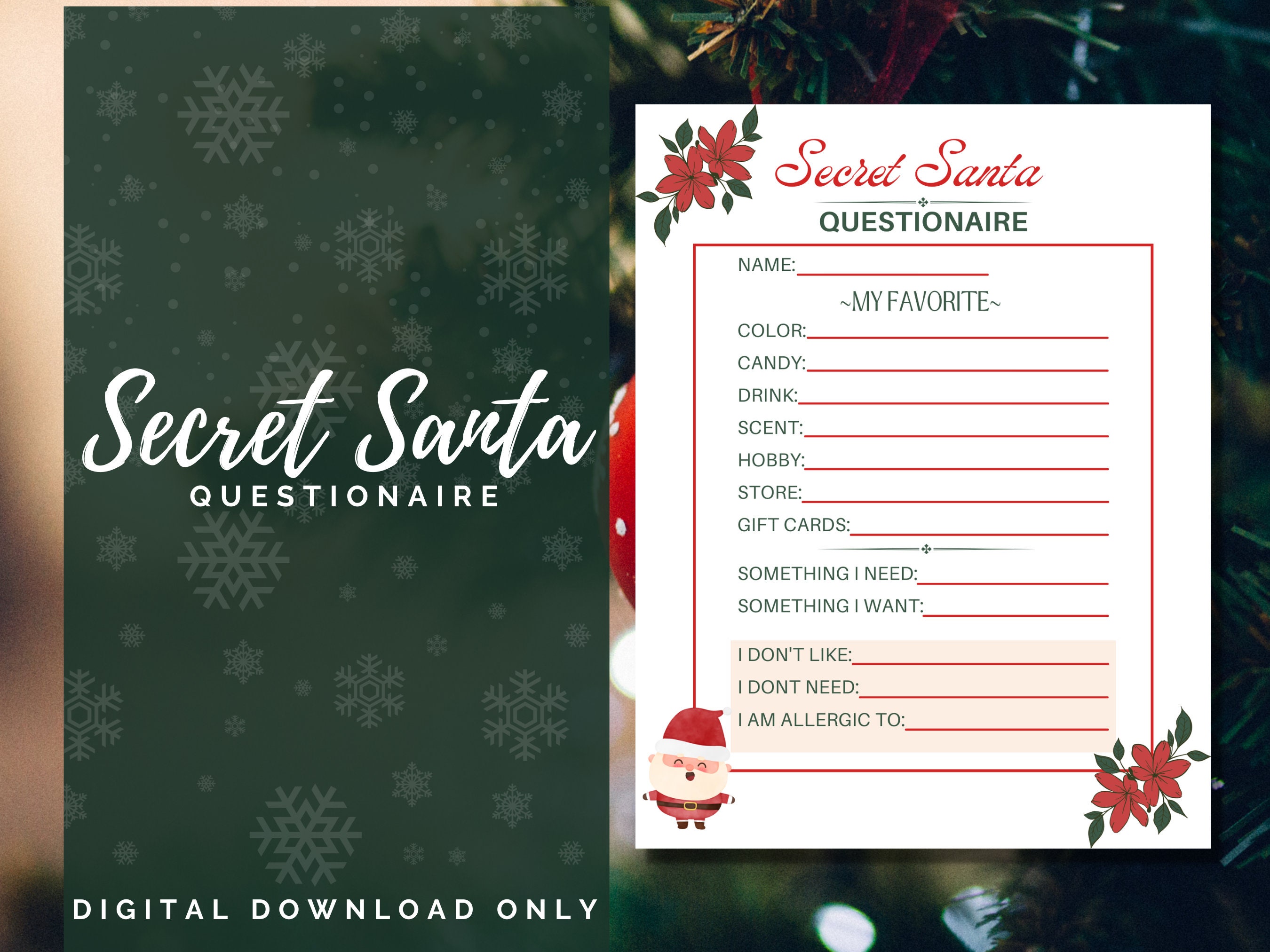Christmas List Bundle, Christmas Wish List, Gift List, Secret Santa ...