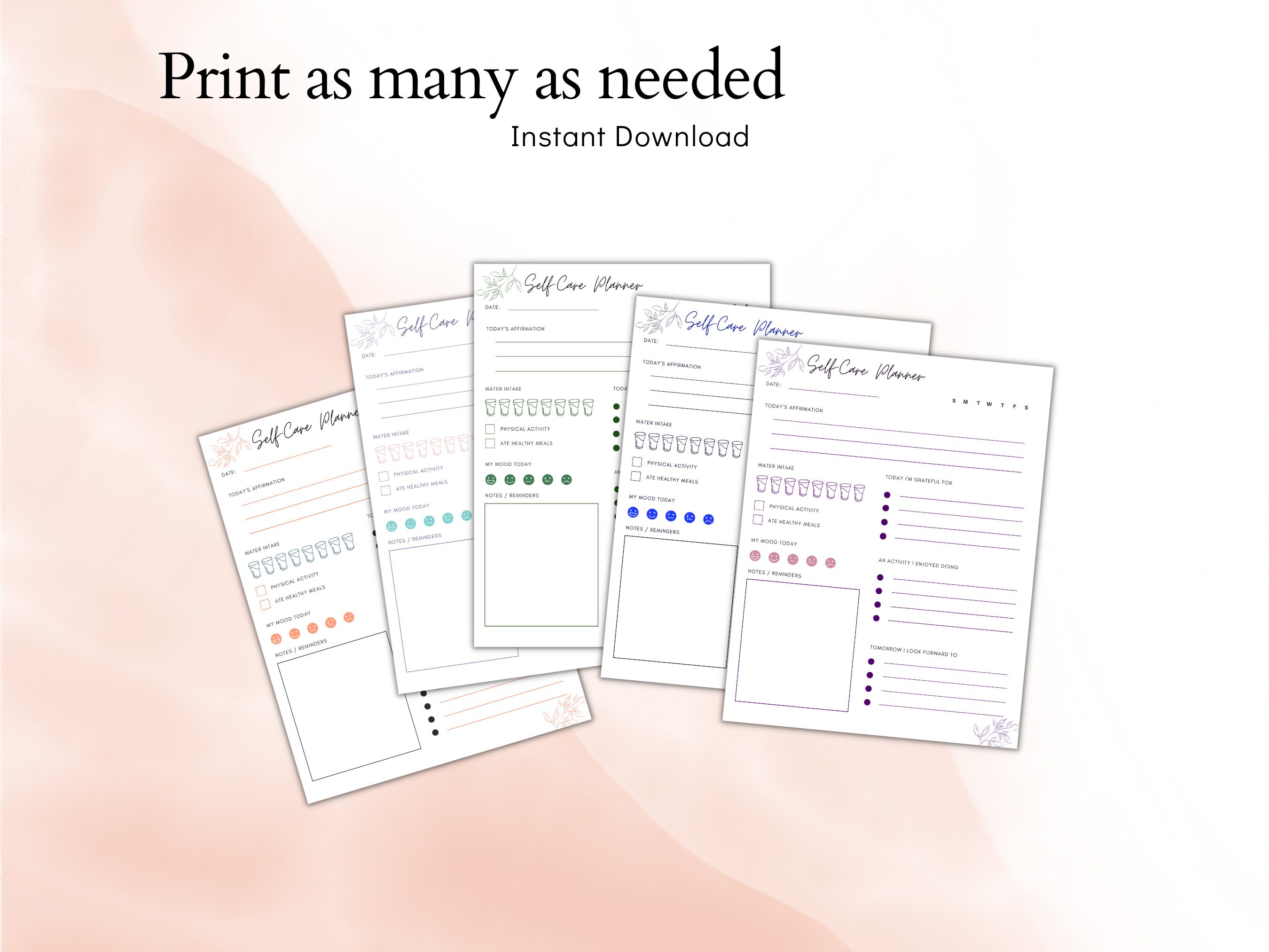 Self-care Daily Planner, Printable Daily Planner, Wellness Routine ...