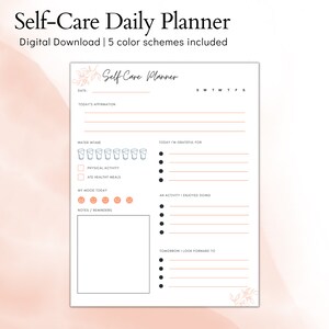 Self-care Daily Planner, Printable Daily Planner, Wellness Routine ...