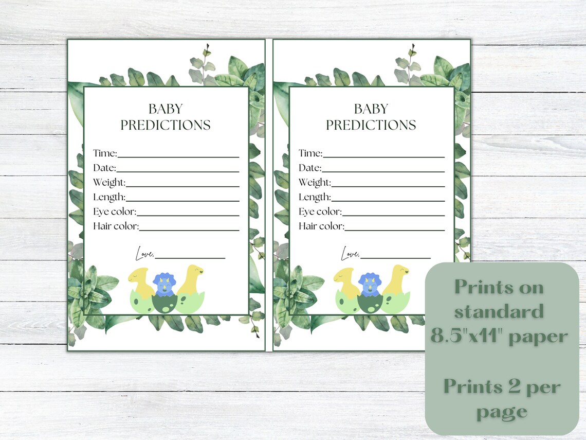 Baby Predictions Card, Baby Shower Game, Baby Predictions Letter ...