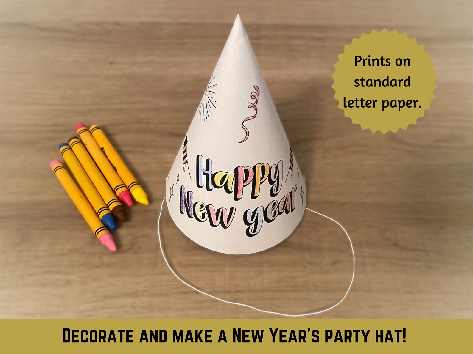 New Year's Eve Printable Hat | Kids New Year's Party Hat | Children's ...