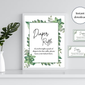 Diaper Raffle Tickets, Diaper Raffle Sign, Baby Shower Game Printables ...