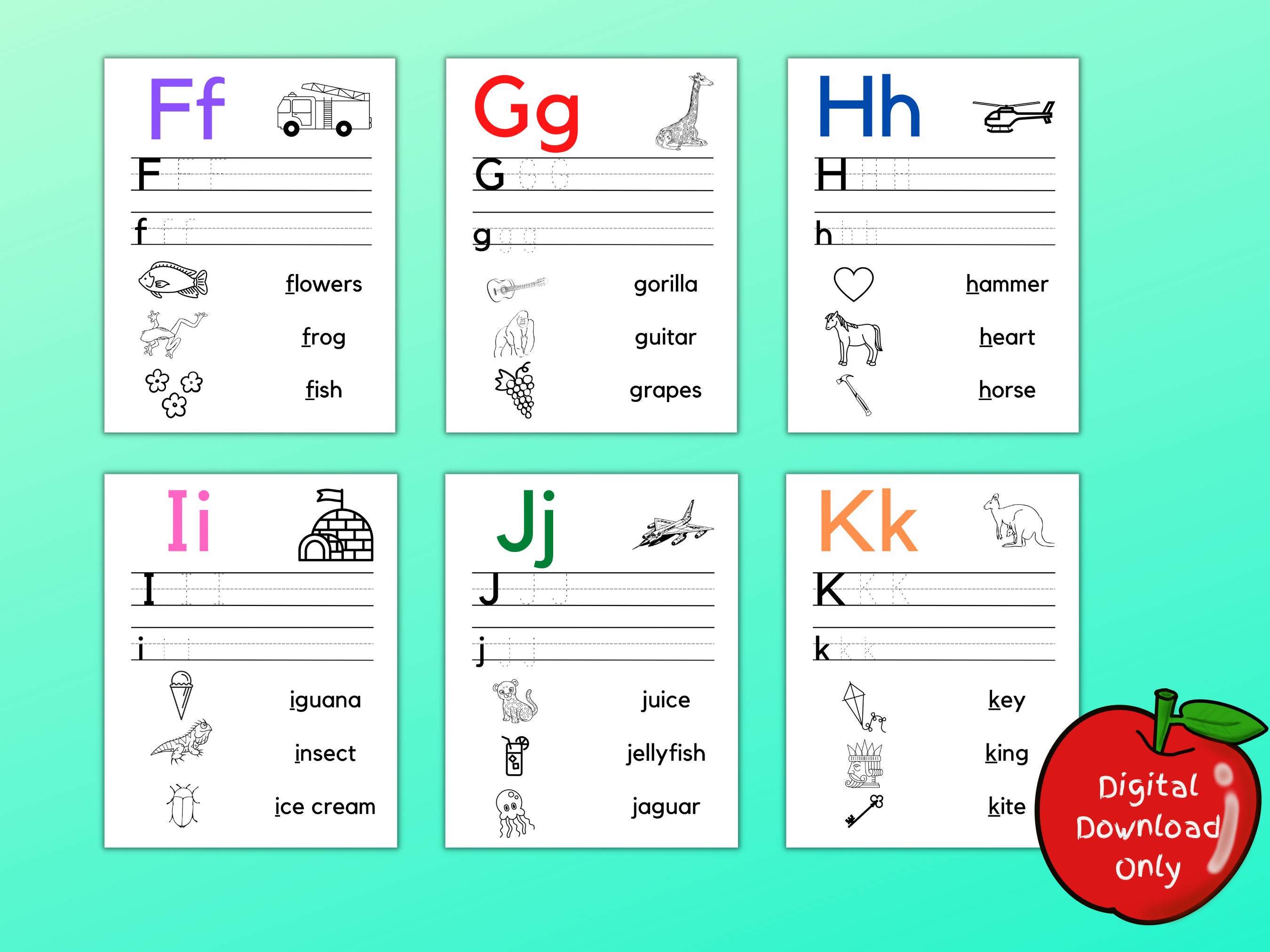 Alphabet Tracing Worksheets, Handwriting Practice, Kids Learning ...