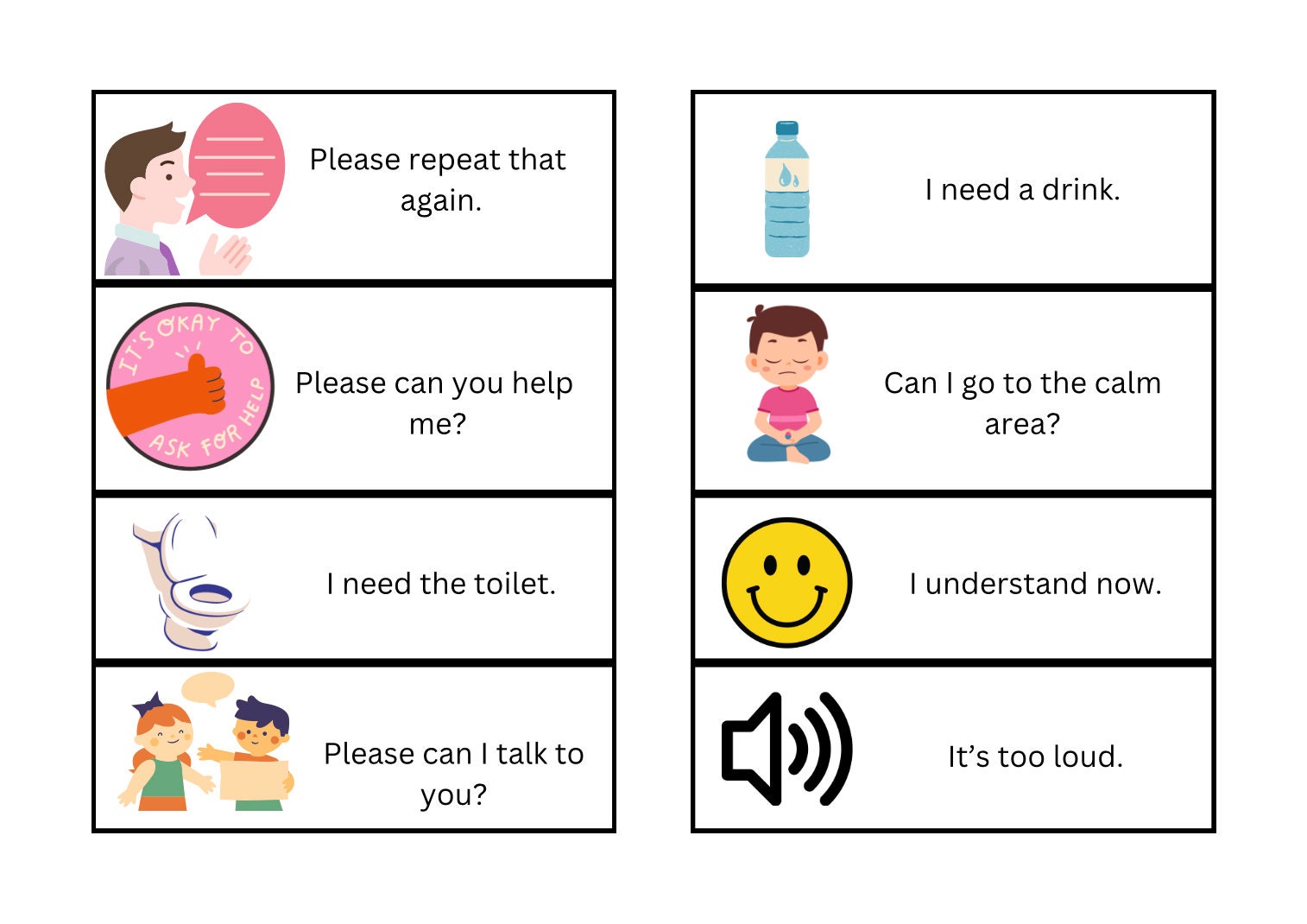 Table Visual Communication Printable Sheet - Etsy