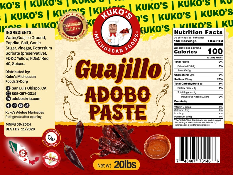 Guajillo Paste Adobo Concentrate Restaurant Foodservice Bulk 20lbs - Etsy