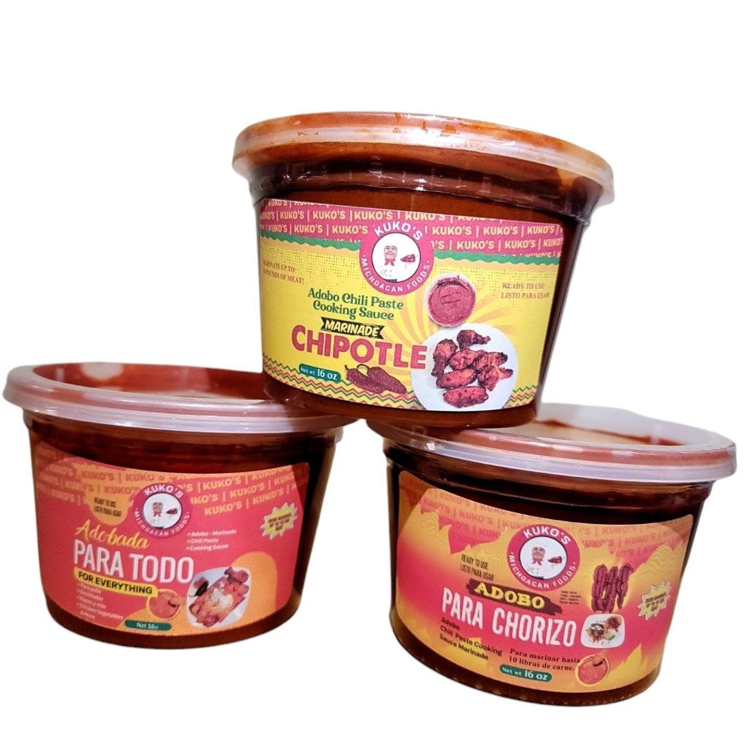 Adobos Trio 2 3 Awesome Adobo Marinades, 3 16oz 1lbs Cup Jars ...