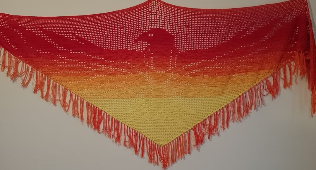 Filet 'phoenix' Crochet Chart Pattern for Shawl/wall Hanging. ***PDF ...