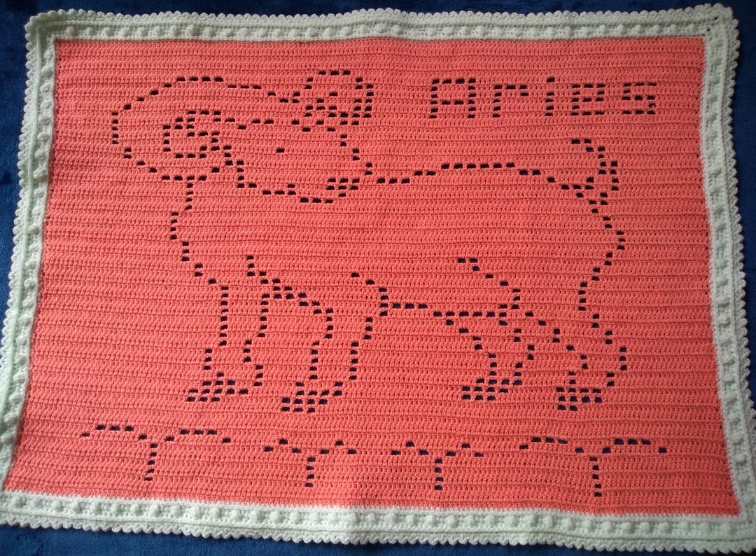 Filet Crochet Chart Pattern ‘aries Star Sign’ Baby Blanket or Nursery ...