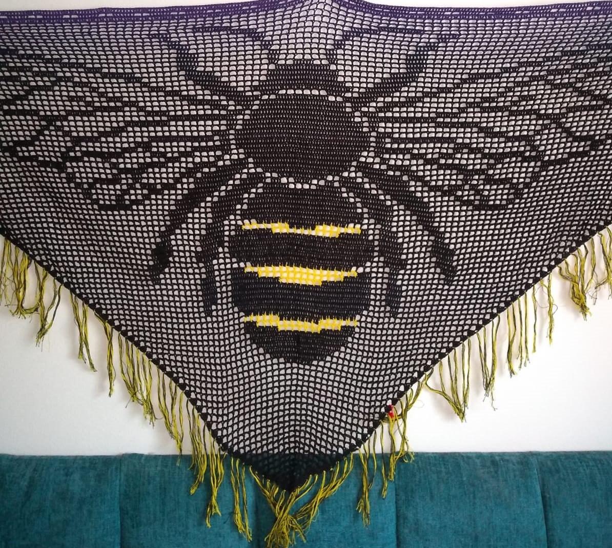 Filet 'bumble Bee' Crochet Chart Pattern for Shawl/wall Hanging. ***PDF ...