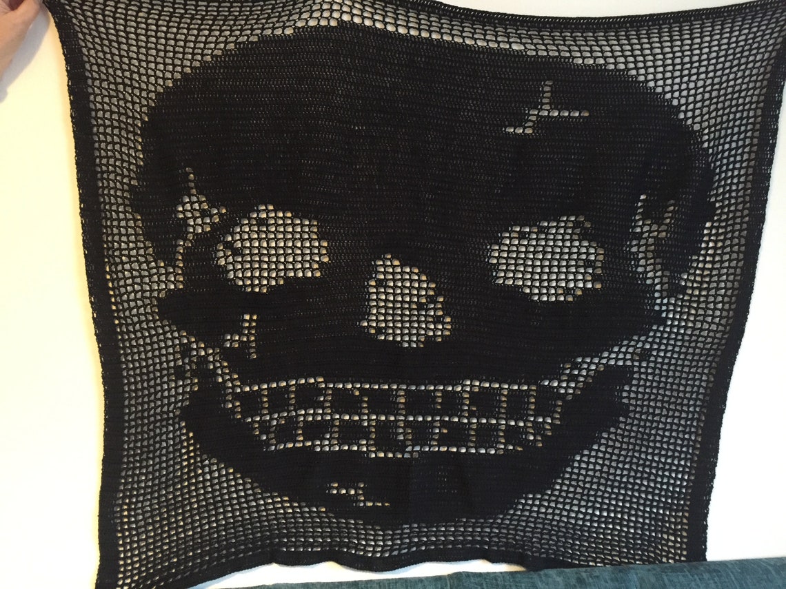 Filet 'grinning Skull Blanket' Crochet Pattern for | Etsy