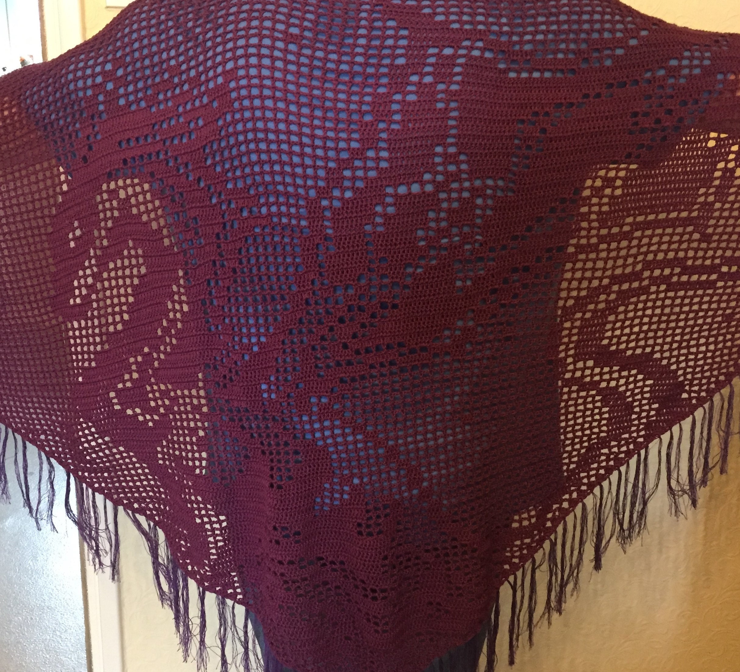 Filet 'dragon 3' Crochet Chart Pattern for Shawl/wall Hanging. ***PDF ...