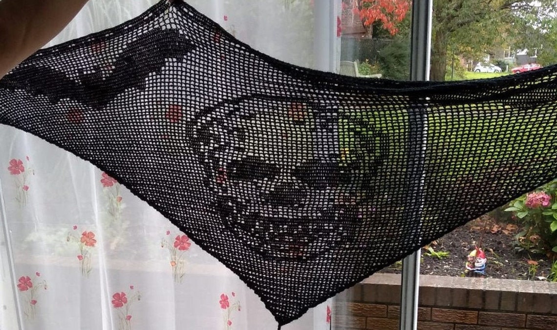 Filet 'skull and Bats' Crochet Pattern for Shawl/wall - Etsy Canada