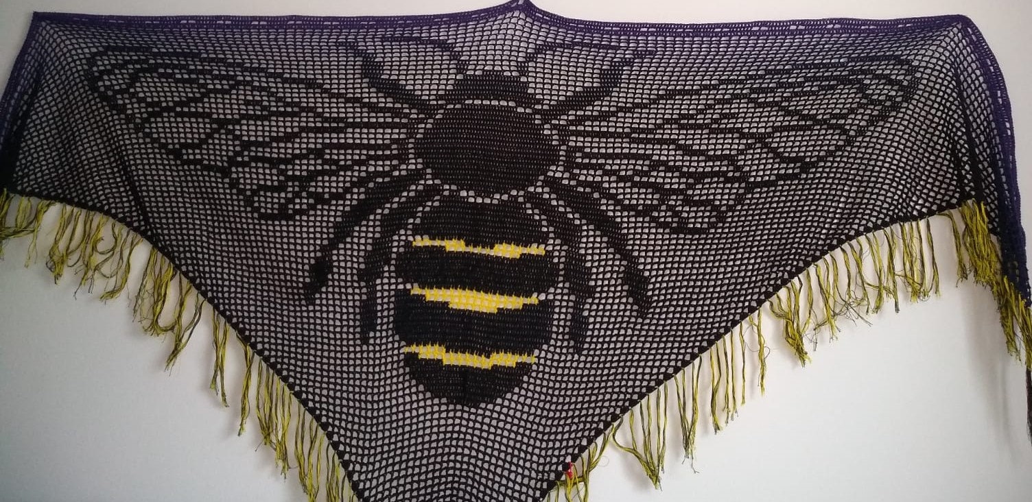 Filet 'bumble Bee' Crochet Chart Pattern for Shawl/wall Hanging. ***PDF ...