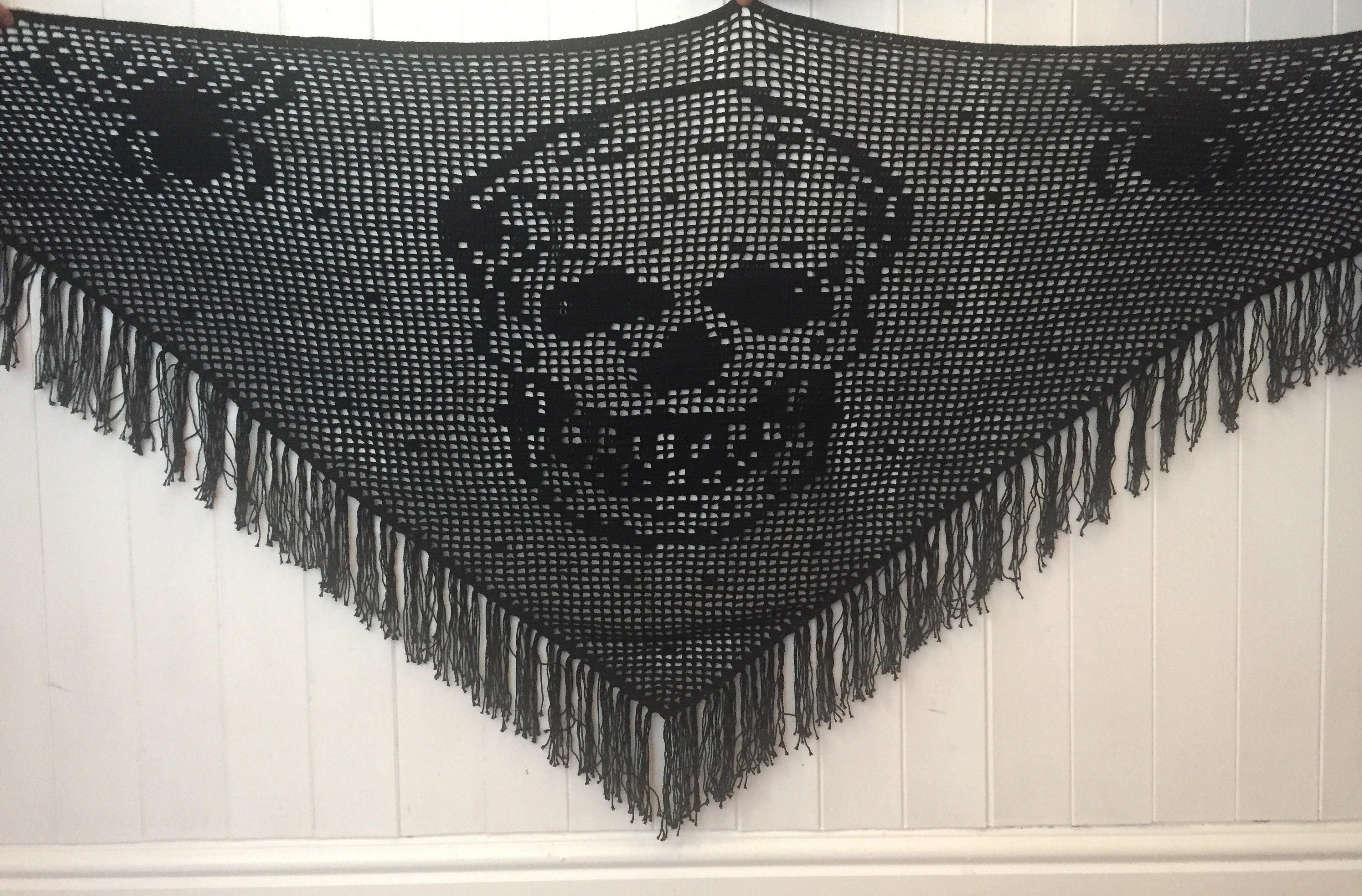 Filet 'skull With Spiders' Crochet Chart Pattern for Shawl/wall Hanging ...