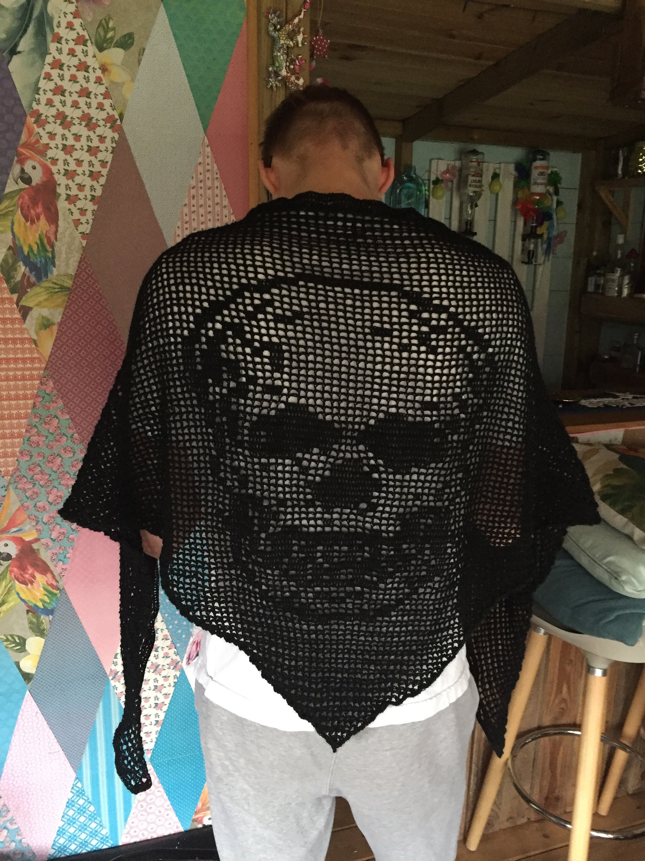 Filet 'skull and Bats' Crochet Pattern for Shawl/wall - Etsy Canada