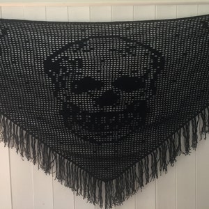 Filet 'skull With Spiders' Crochet Chart Pattern for Shawl/wall Hanging ...