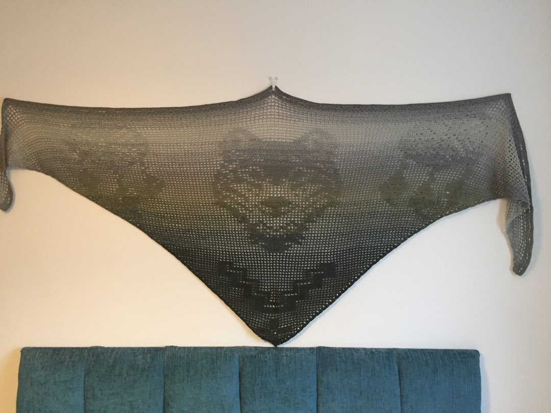 Filet 'dream Wolf' Crochet Chart Pattern for Shawl/wall Hanging. ***PDF ...