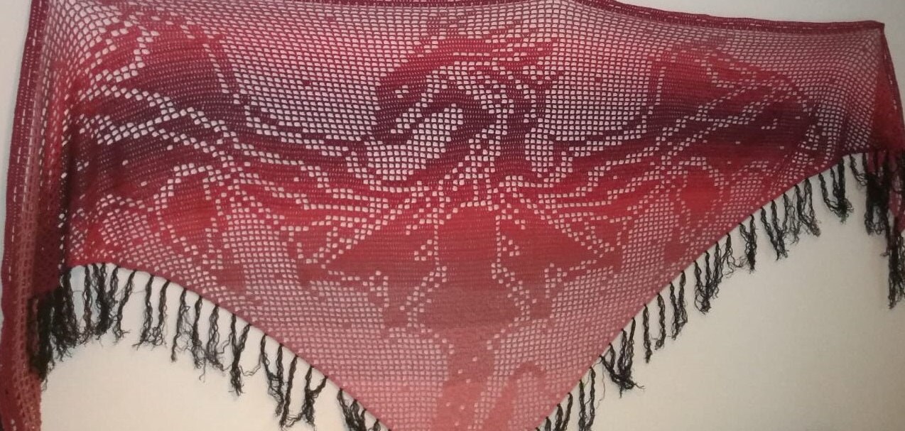 Filet 'dragon 2' Crochet Chart Pattern for Shawl/wall Hanging. ***PDF ...