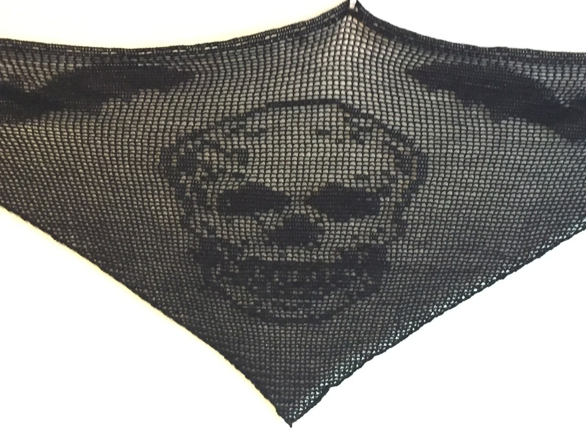 Filet 'skull and Bats' Crochet Chart Pattern for Shawl/wall Hanging ...