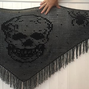Filet 'skull With Spiders' Crochet Chart Pattern for Shawl/wall Hanging ...