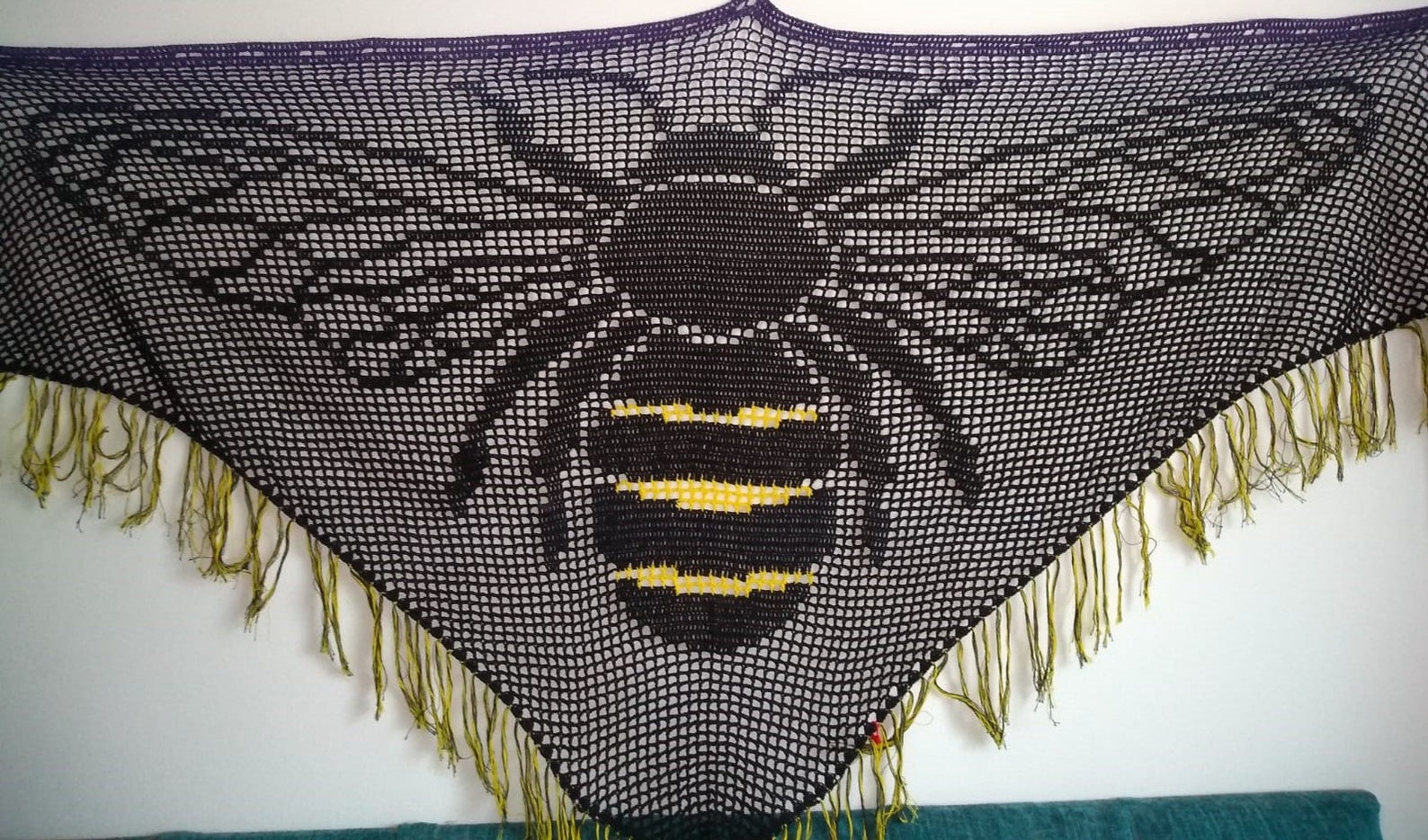 Filet 'bumble Bee' Crochet Chart Pattern for Shawl/wall Hanging. ***PDF ...