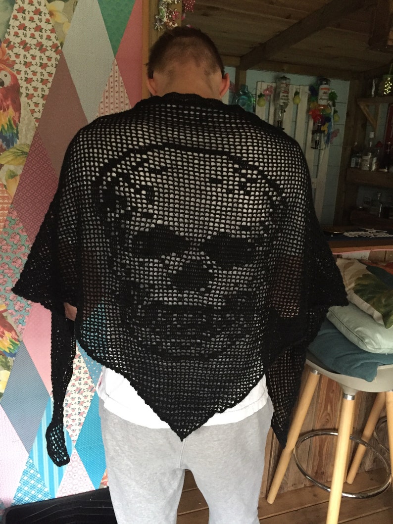 Filet 'skull and Bats' Crochet Pattern for Shawl/wall - Etsy Canada