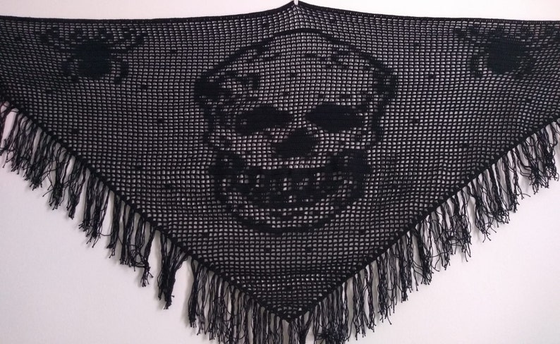 Filet 'skull With Spiders' Crochet Chart Pattern for Shawl/wall Hanging ...