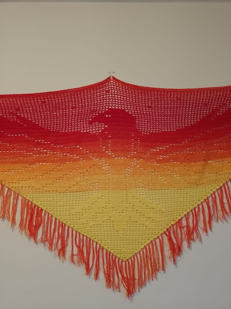 Filet 'phoenix' Crochet Chart Pattern for Shawl/wall Hanging. PDF FILE ...