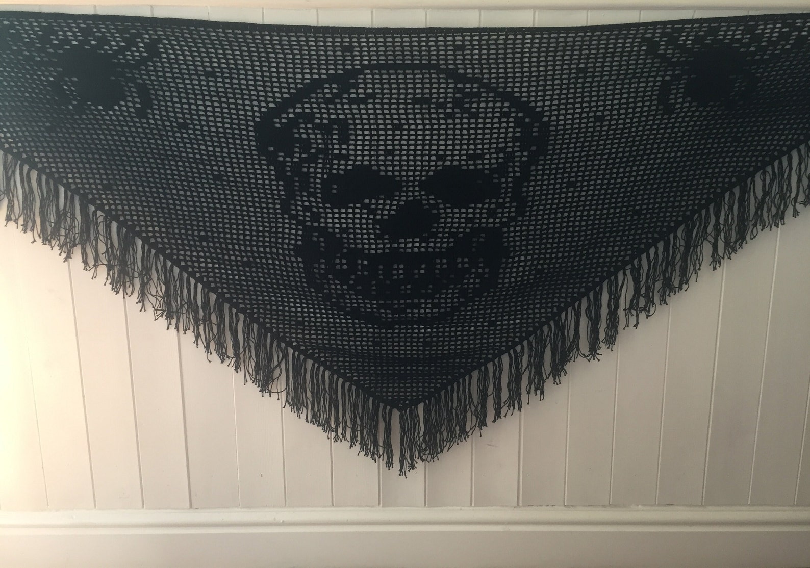 Filet 'skull With Spiders' Crochet Chart Pattern for Shawl/wall Hanging ...